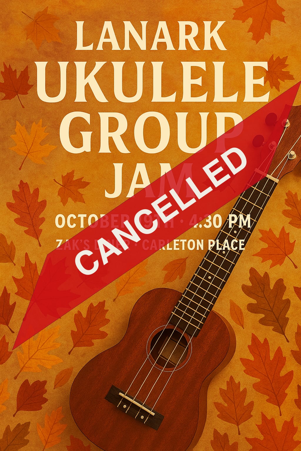 October 19th Jam is cancelled – Lanark Ukulele Group (LUG)